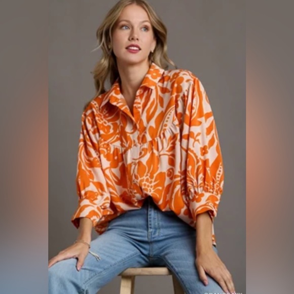 Umgee | Tops | Umgee New Spring Tropical Floral Button Up Blouse Top ...